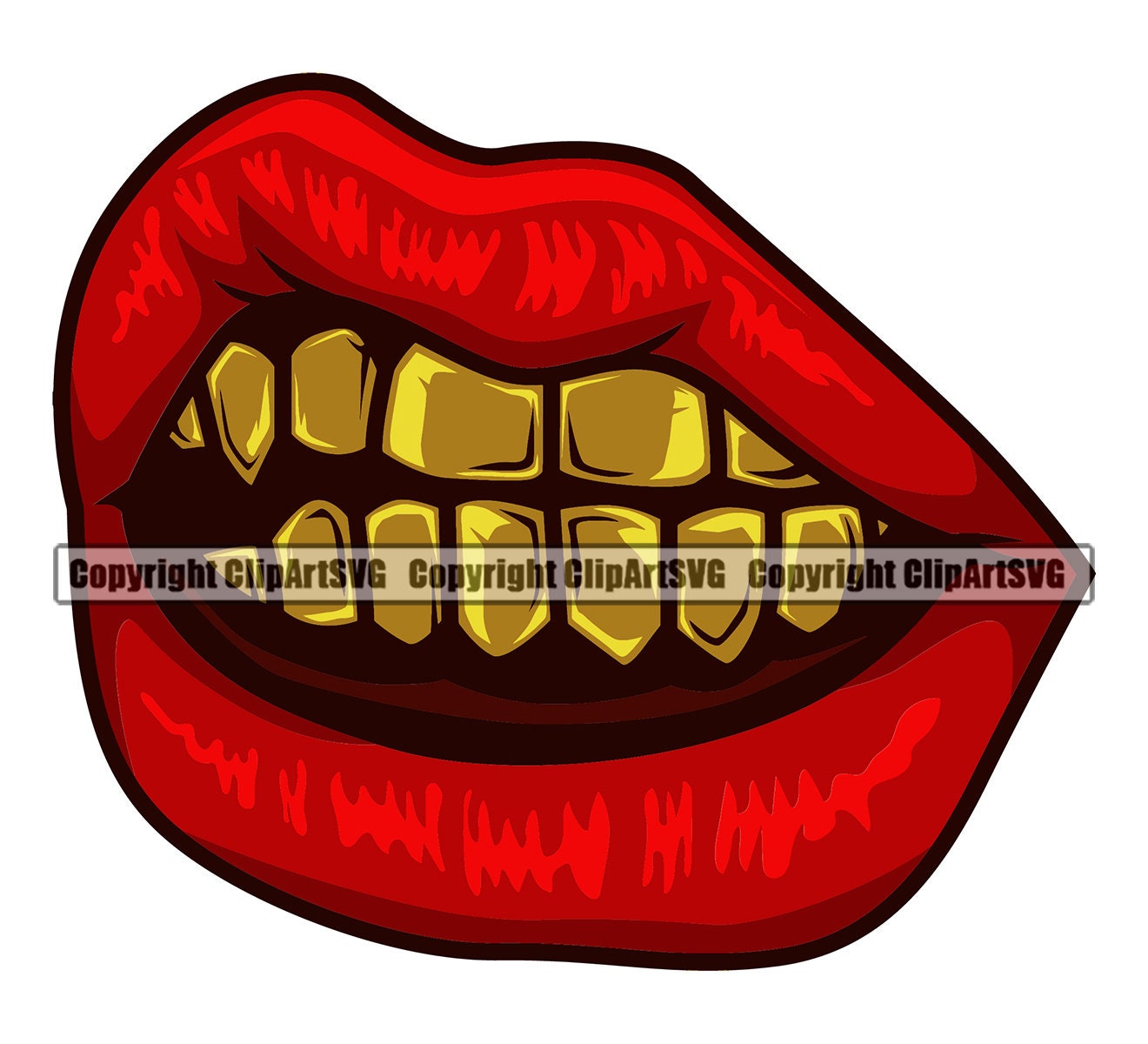 Sexy Lips Mouth Gold Teeth Thug Gangster Mask Woman Female | Etsy