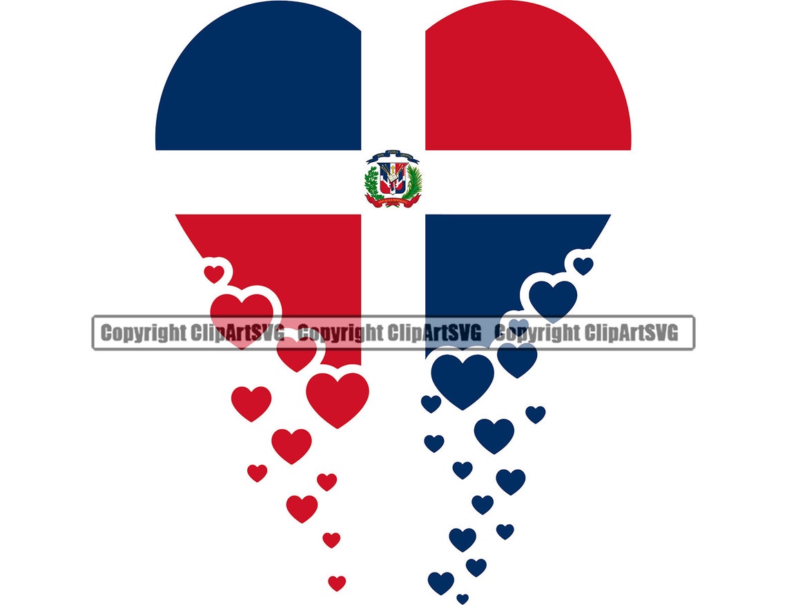Dominican Republic Falling Heart Shaped Flag Caribbean Island Country ...