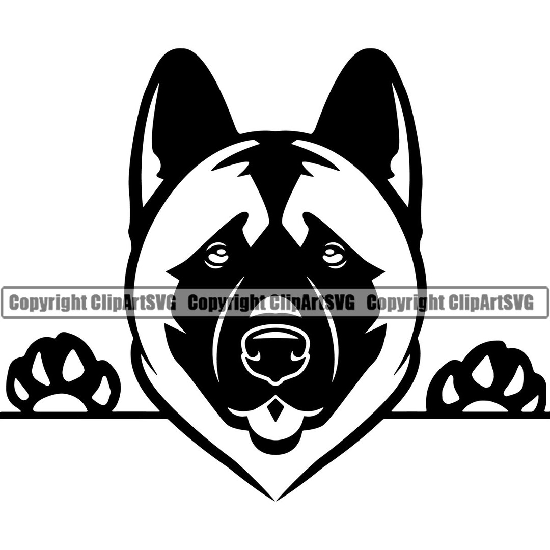 Akita Dog Peeking Happy Face Peek-a-boo Breed Puppy K-9 Pet Pedigree ...