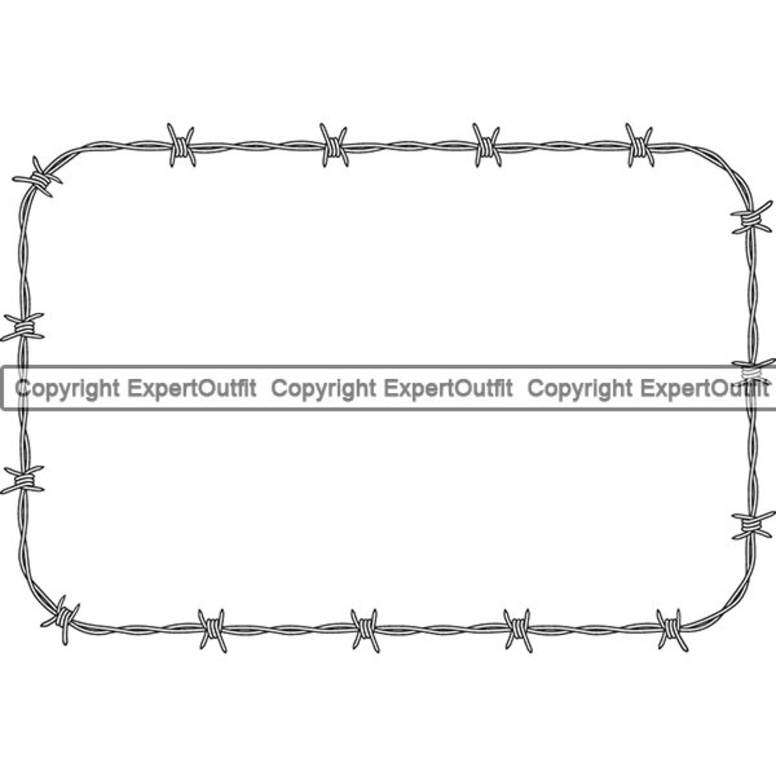 Barbed Wire Rectangle Frame Razor Fence Fencing Barb Bob Forbidden ...