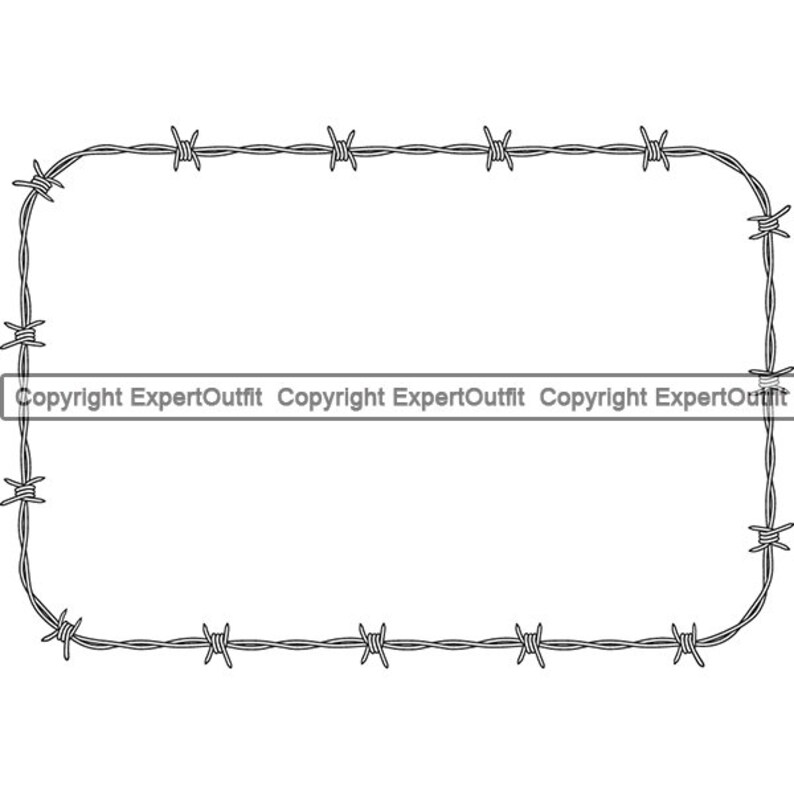 Barbed Wire Rectangle Frame Razor Fence Fencing Barb Bob Forbidden ...
