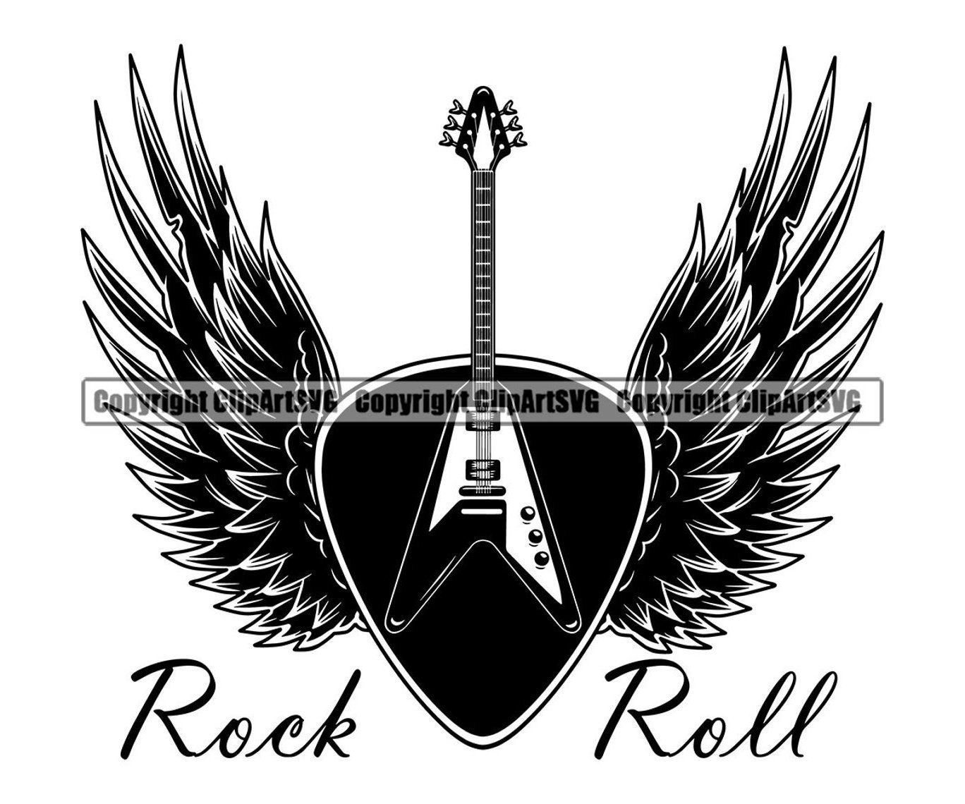 Rock N Roll Electric Guitar Pick Wings Heavy Metal Music Star ...