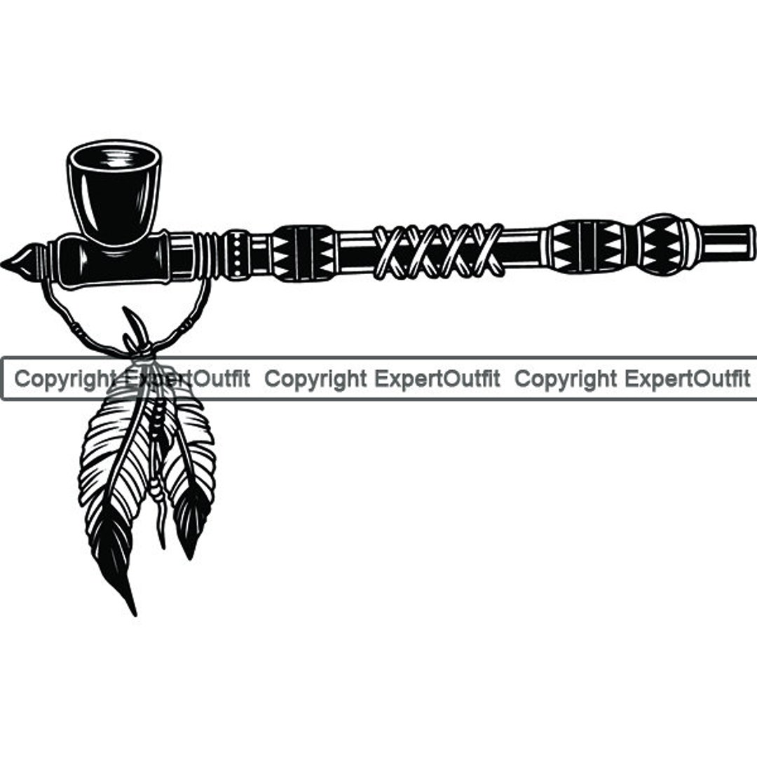 Indian Peace Pipe #4 Native American Feather Smoker Smoking Smoke ...