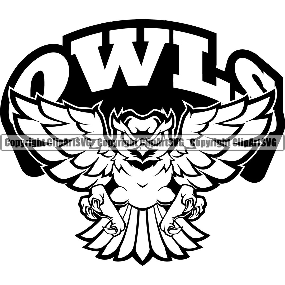 Owl Bird Night Mascot School Team Head Face Sport Esport Game Emblem ...