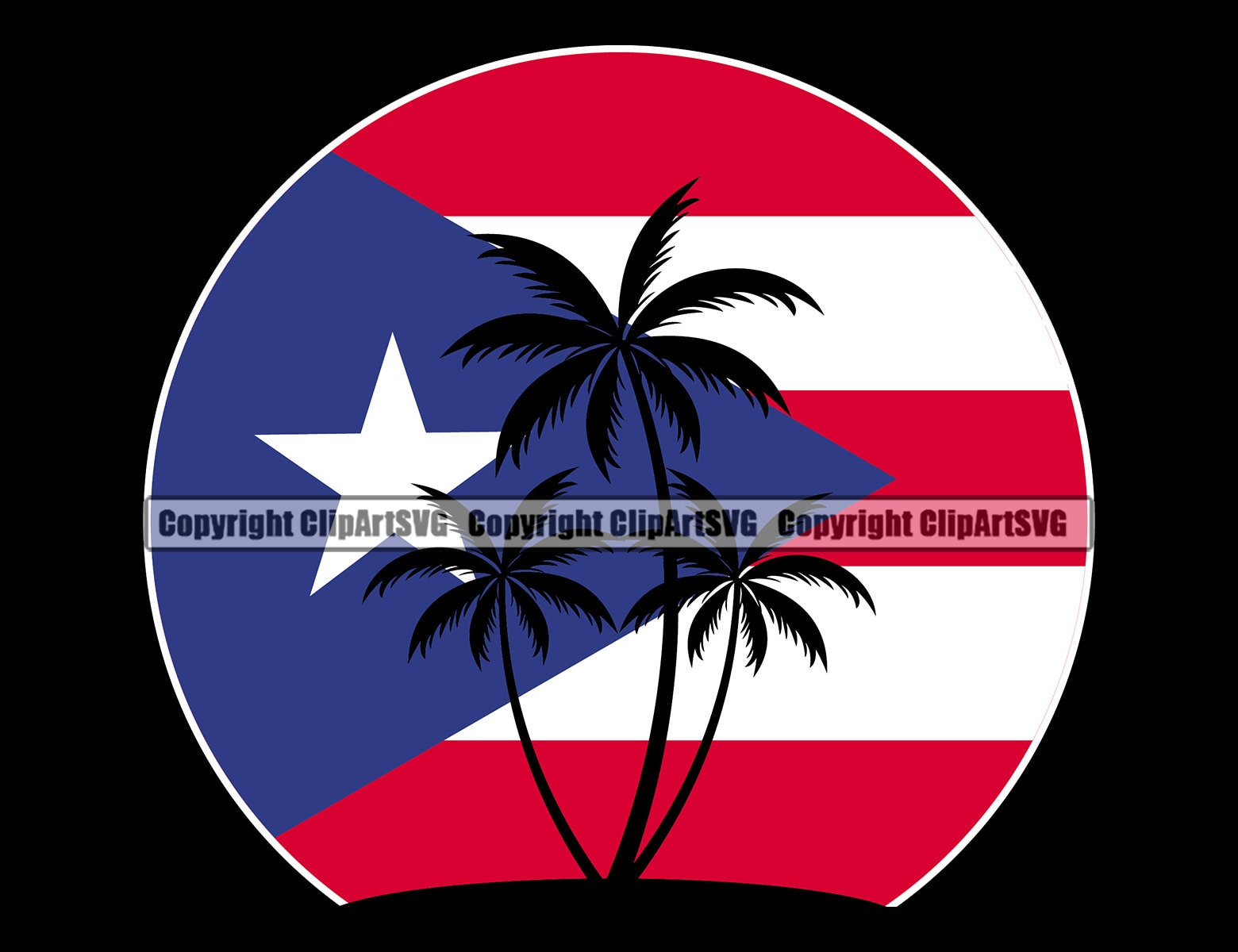 Puerto Rico Rican Flag Tropical Island Palm Tree Country Nation Sign ...