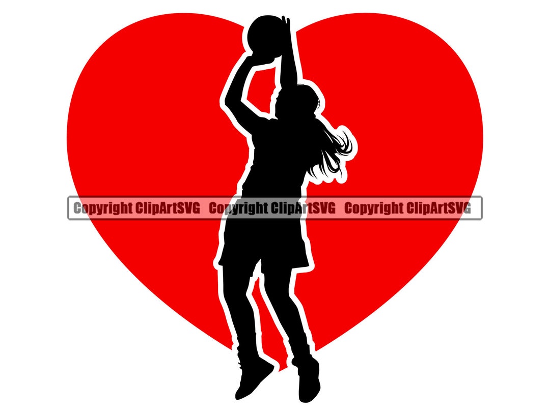 Basketball Ball Girl Female Women Woman Player Heart Love League School ...