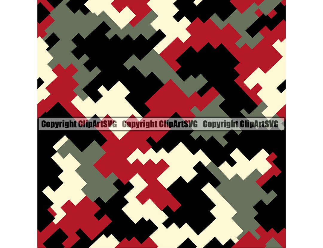 Red Digital Camo Camouflage Seamless Pattern War Print Military Hunt ...