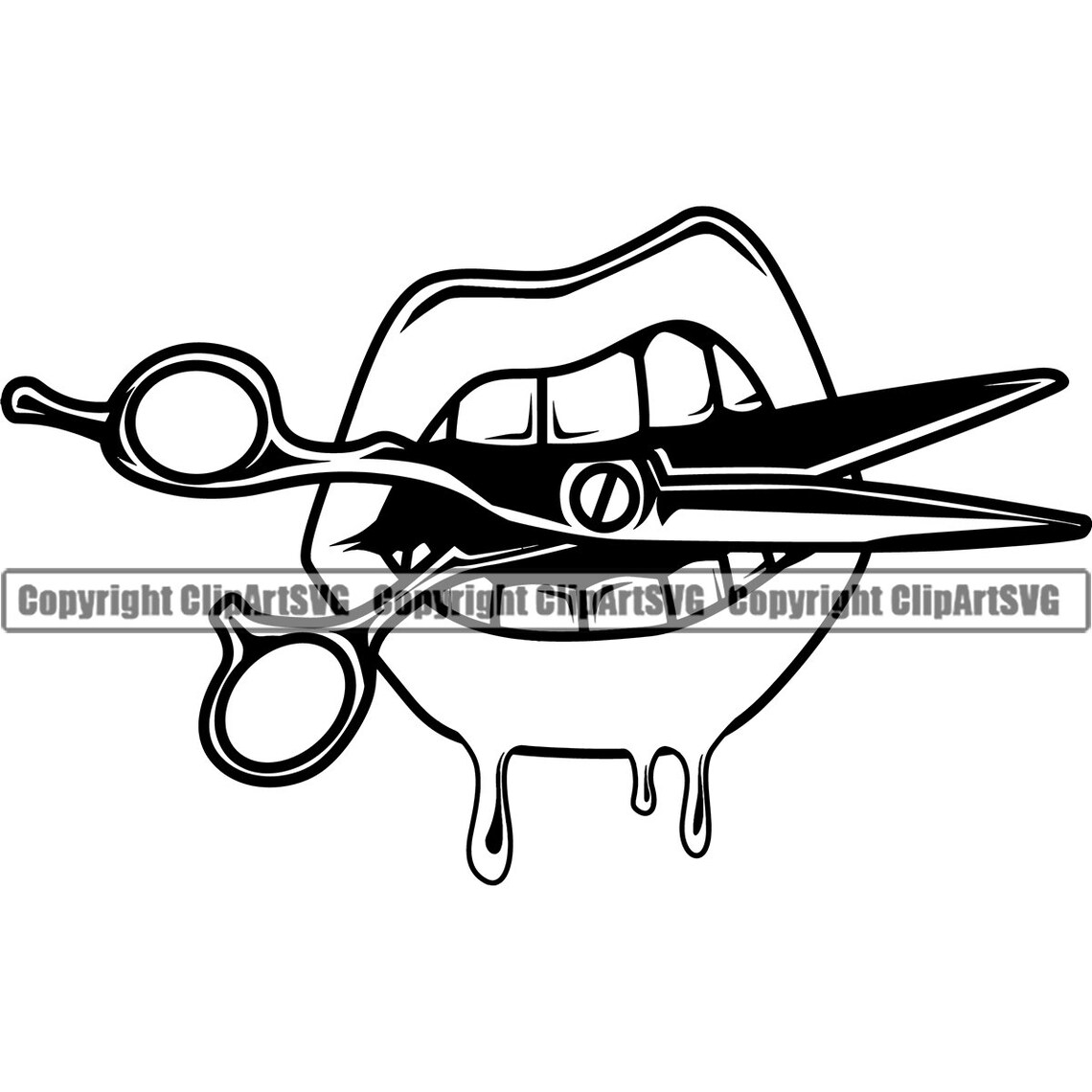 Lips Bite Scissors but Barber Hairstylist Drip Dripping Mouth - Etsy
