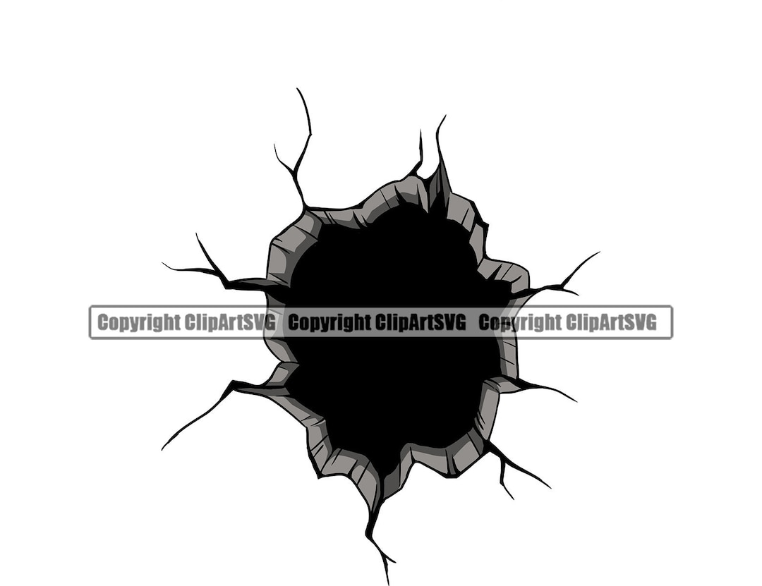 Object Exploding Through Cracked Hole Wall Floor Break Hit Smash Brick ...