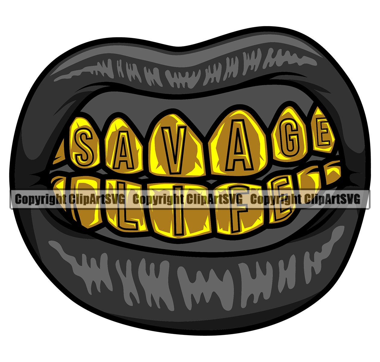 Drawing & Illustration Digital Female Gold Teeth Grill SVG Design ...