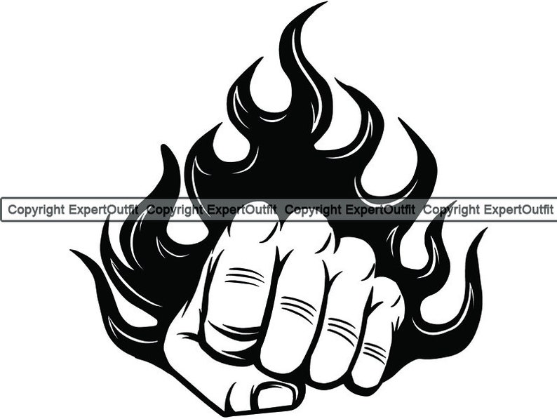 Clenched Fist Hand Element Fire MMA Boxing Flame Burning - Etsy