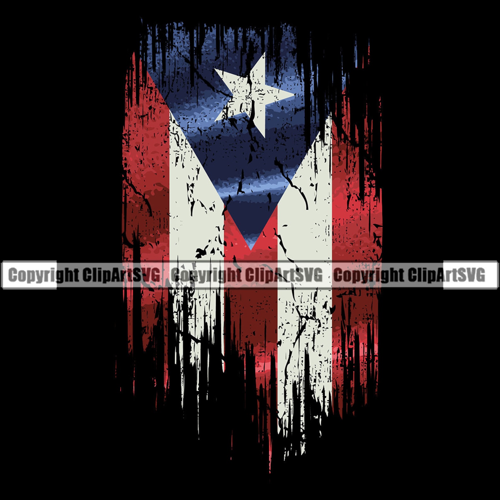 Puerto Rico Rican Distressed Ripped Torn Flag Country World Nation Sign Symbol Icon Art Design ...