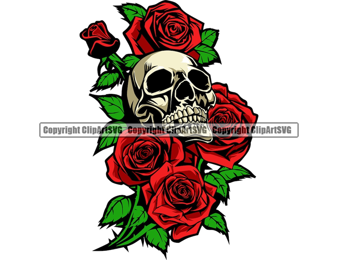 Skull Roses Death Evil Kill Killer Tattoo Human Body Part Skeleton Bone ...