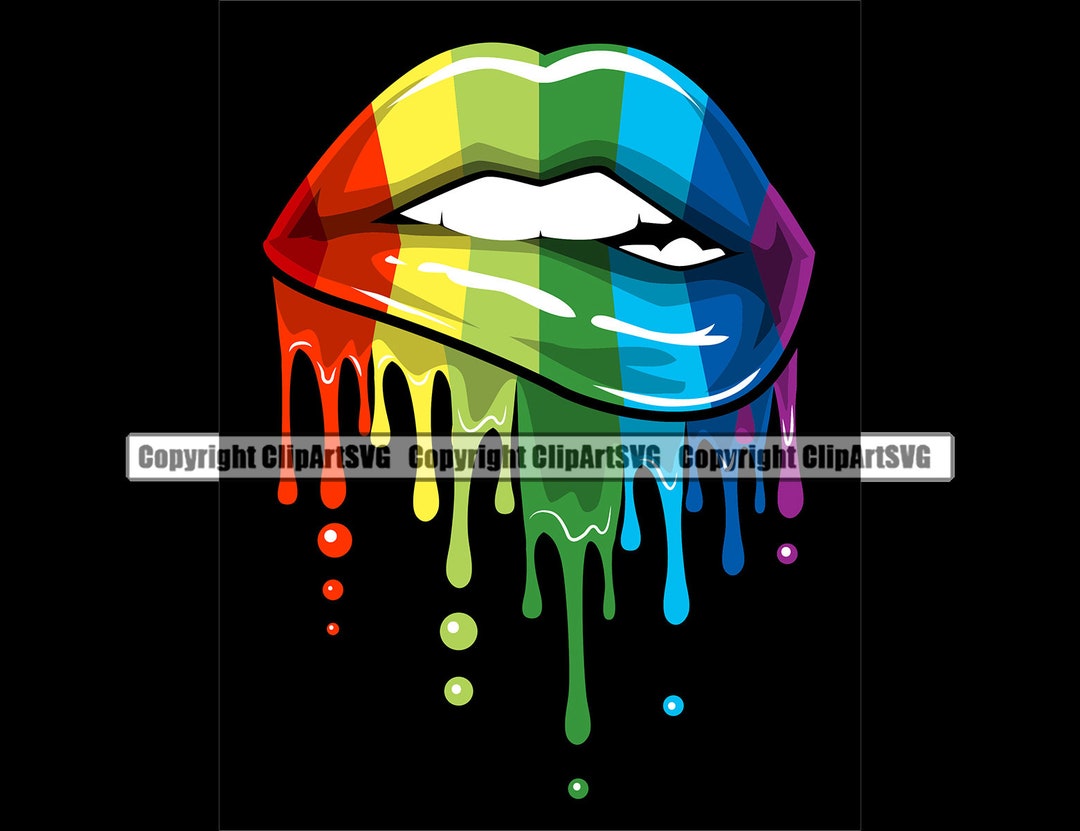 Sexy Bite Lip Rainbow Gay Interest Pride Lbgt Drip Dripping Mouth Mask