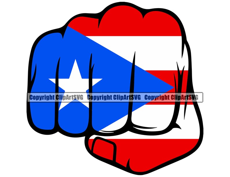 Puerto Rico Rican Power Fist Punch Fight Box Boxing Boxer Flag Country ...