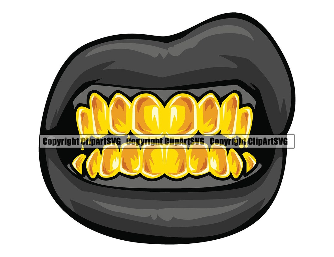 Lips Gold Teeth Mean Mug Face Rap Rapper Hip Hop Mouth Mask Grill Wall ...