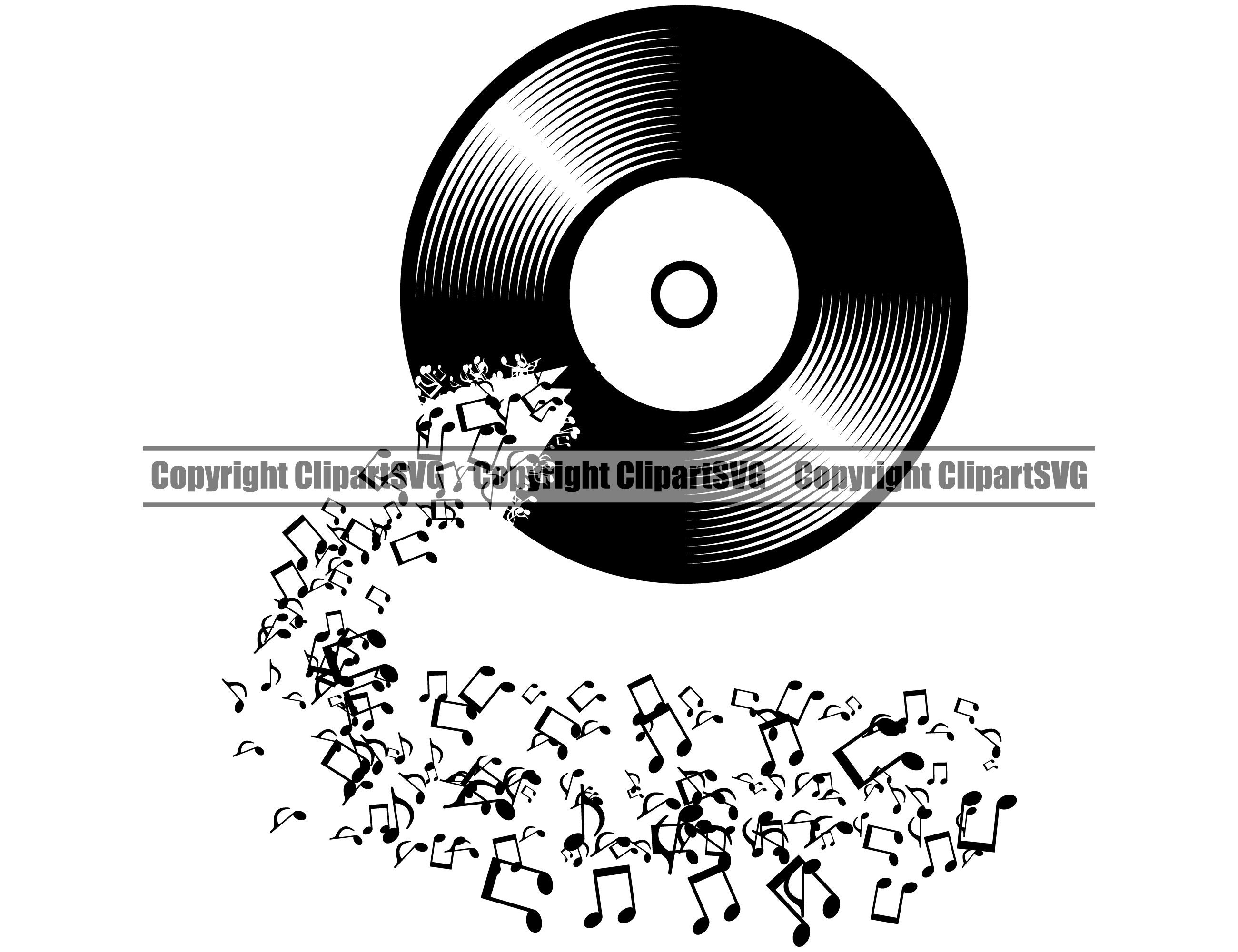 Vinyl Record Album Heart Love Music Notes Night Club Party Turntable DJ ...