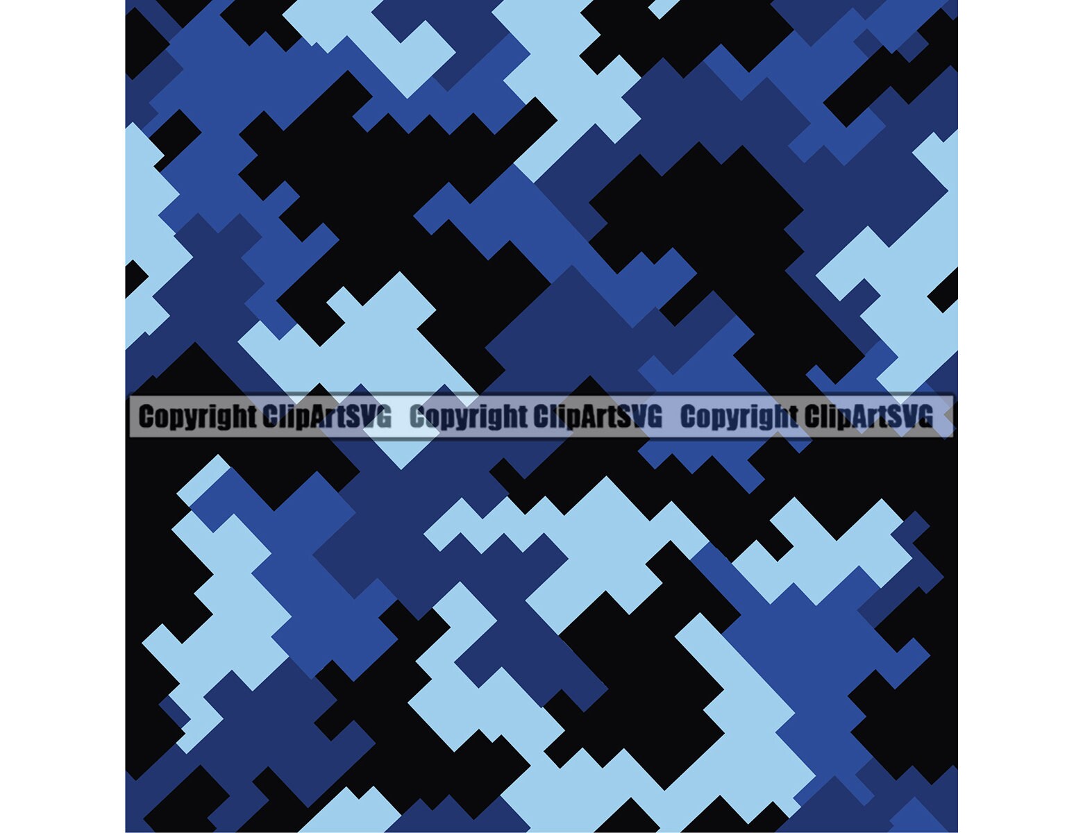 Blue Digital Camo Camouflage Seamless Pattern Army Print | Etsy