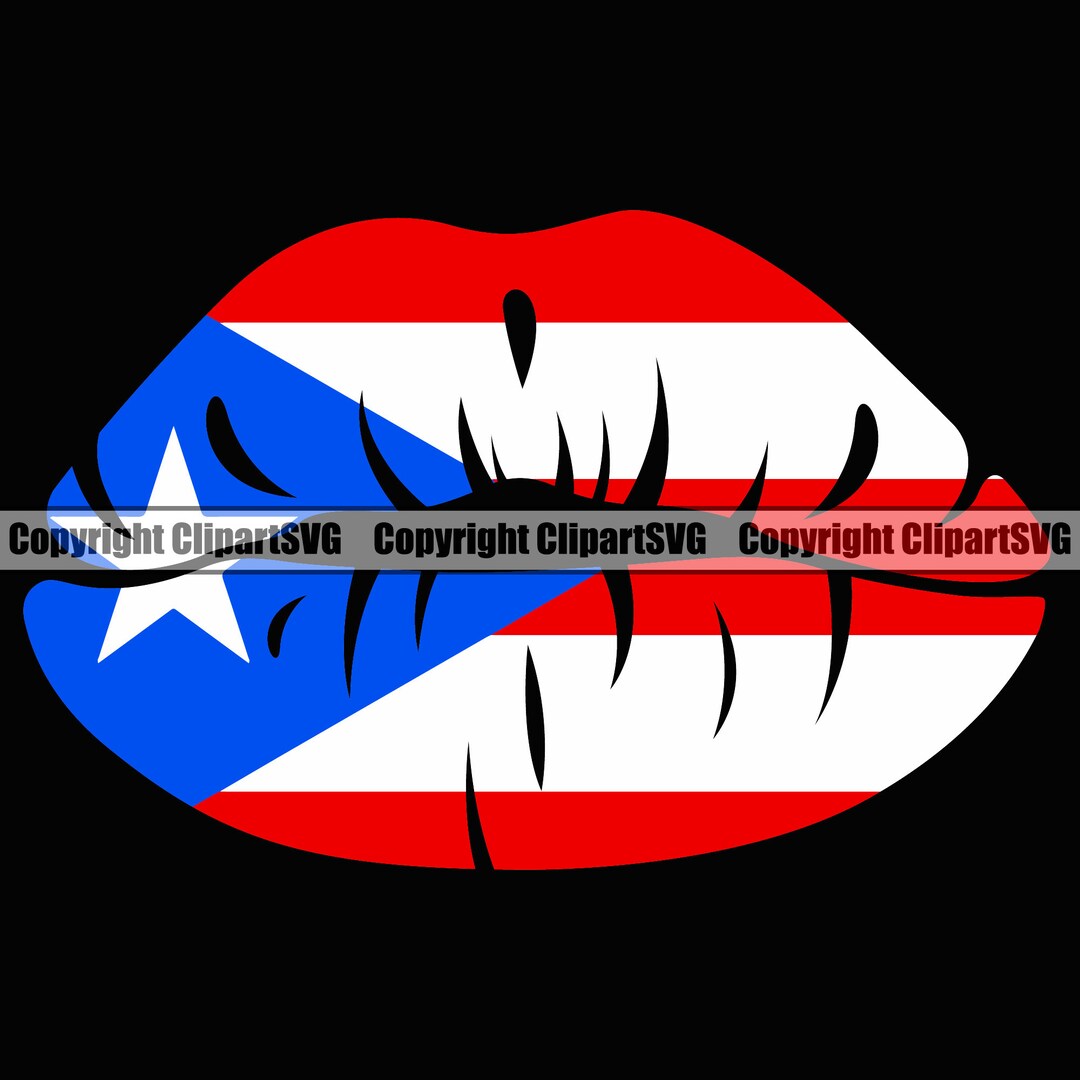 Puerto Rico Rican Sexy Lips Kiss Mouth Flag Country World Nation Sign ...