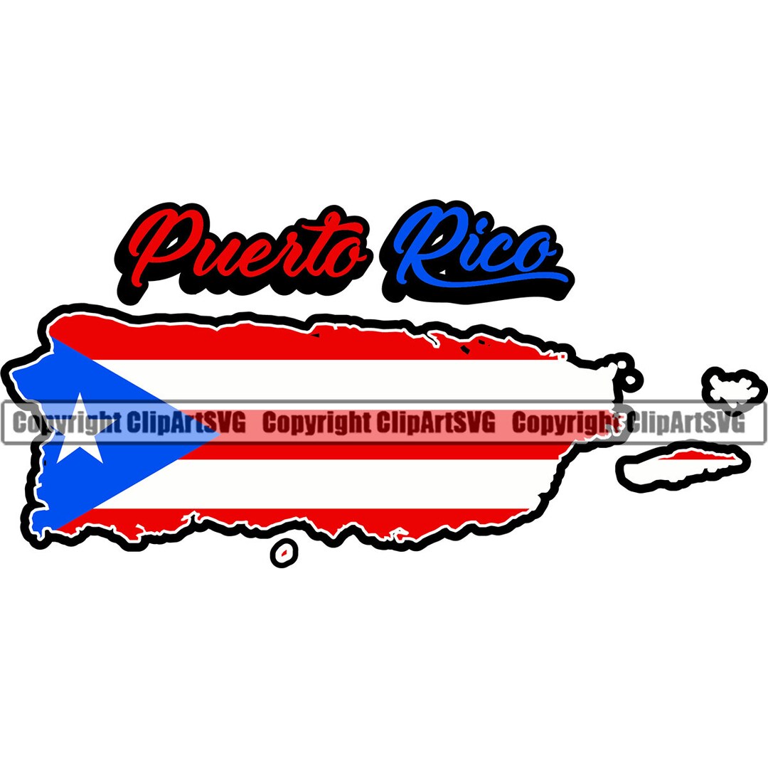 Puerto Rico Rican Country Shaped Flag World Nation Map Sign Symbol Icon ...