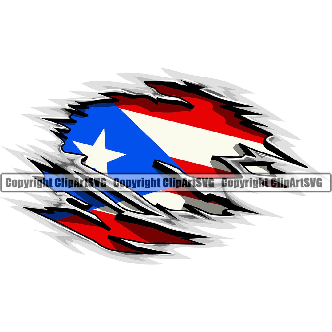 Puerto Rico Rican Distressed Ripped Skin Torn Shirt Showing Flag ...
