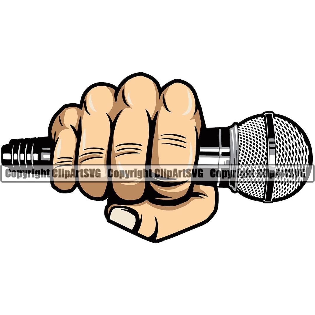 Hand Holding Microphone Audio Sound Voice Mic Music Studio Radio Hip ...