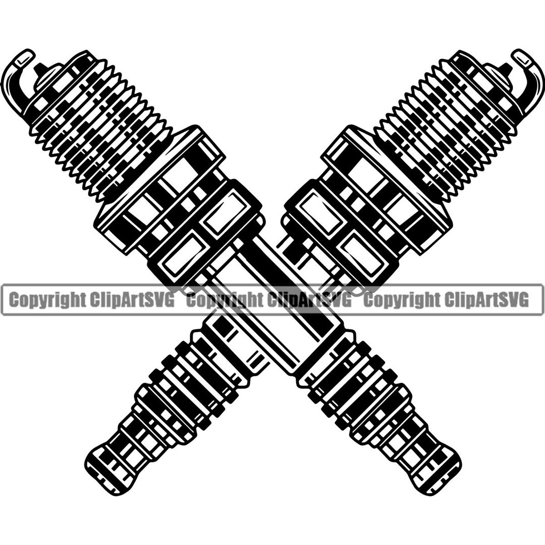 Mechanic Logo #70 Spark Plugs Crossed Motor Engine Auto Car Part Biker ...