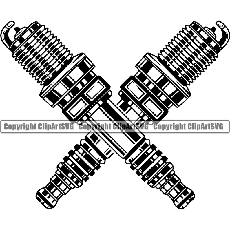 Mechanic Logo #70 Spark Plugs Crossed Motor Engine Auto Car Part Biker ...