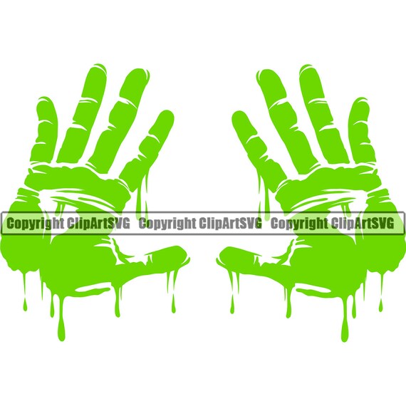 Green Slime Ooze Toxic Goo Hand Print Drip Splatter Splat | Etsy