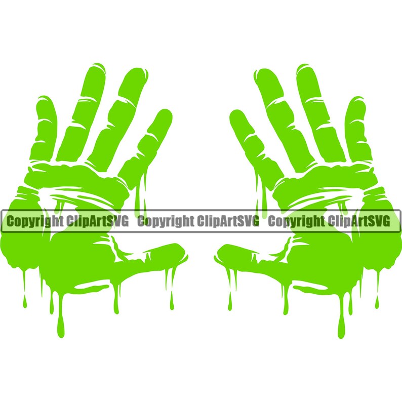 Green Slime Ooze Toxic Goo Hand Print Drip Splatter Splat - Etsy