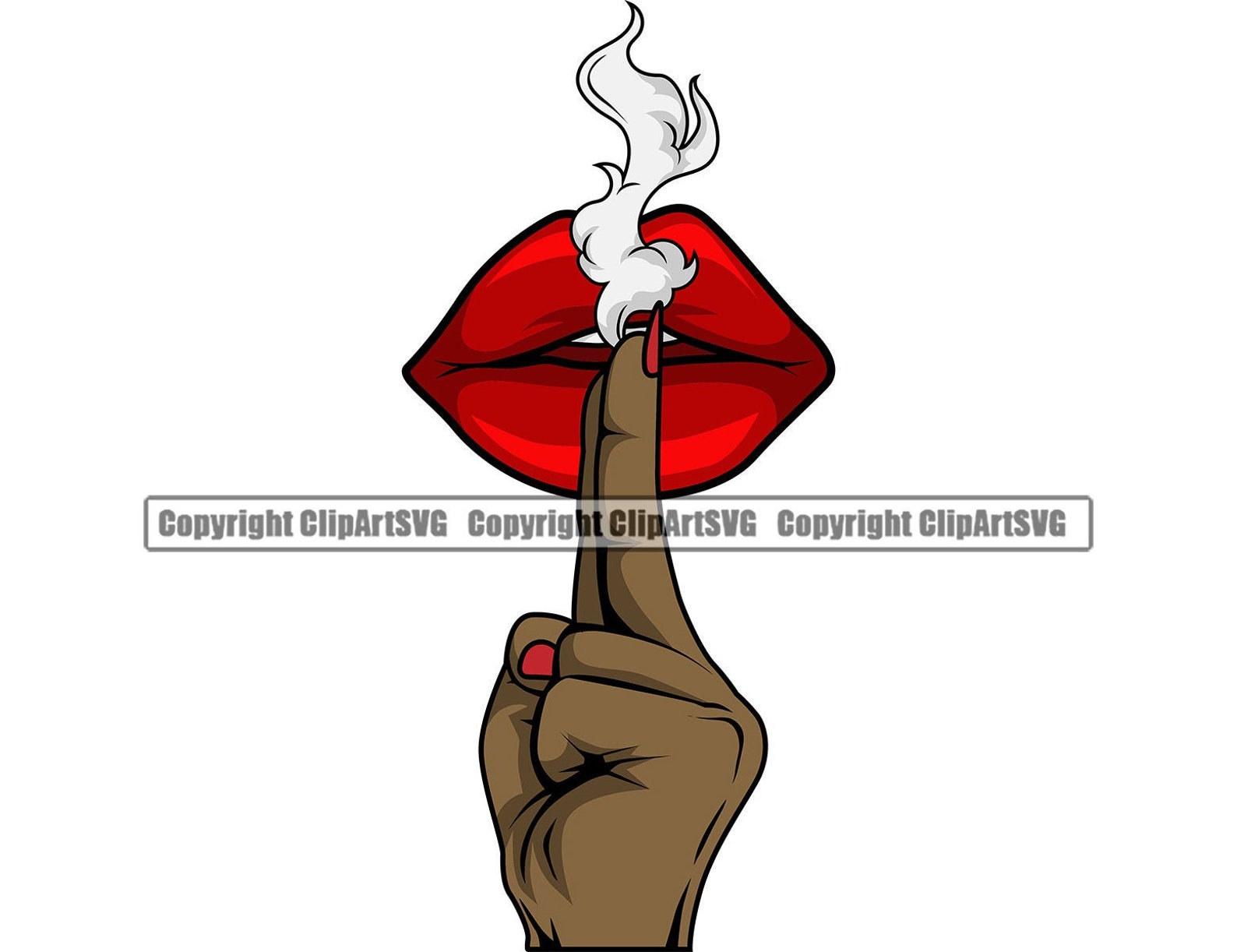 Lips Kiss Female Hand Finger Gun Smoke Smoking Hot Gesture Etsy