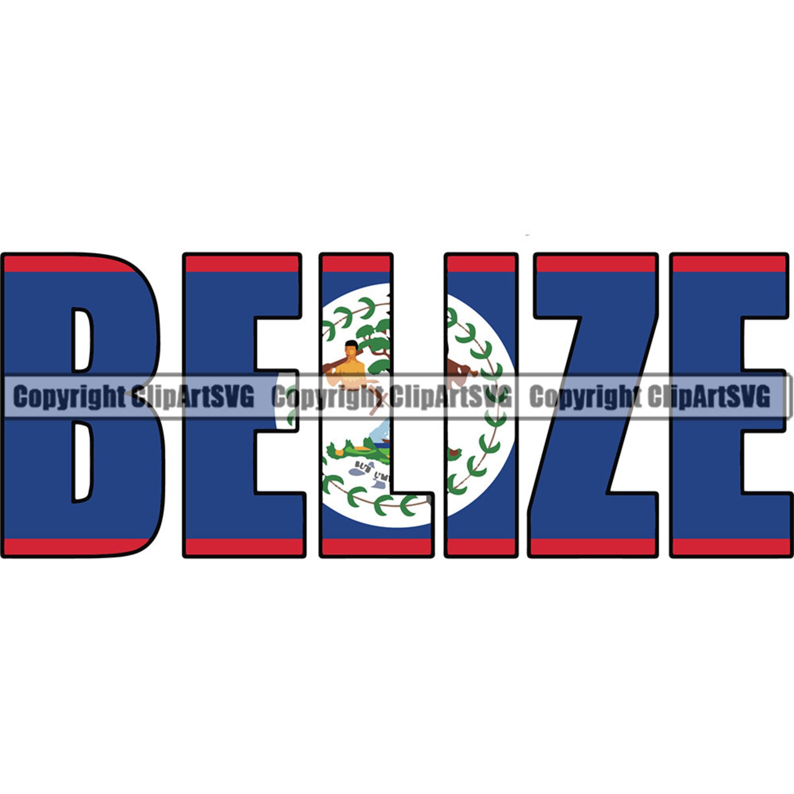 Belize Belizean Text Word Letter Typography Flag Country World - Etsy