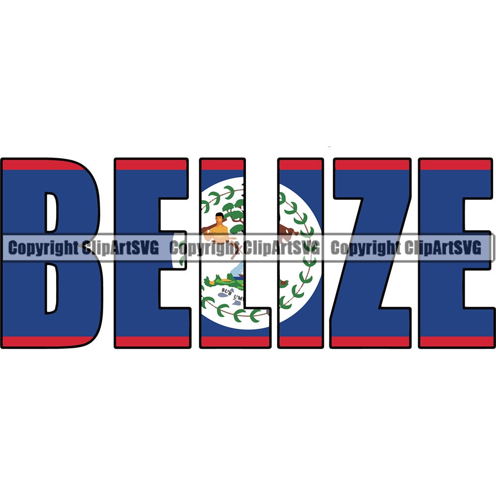 Belize Belizean Text Word Letter Typography Flag Country World | Etsy