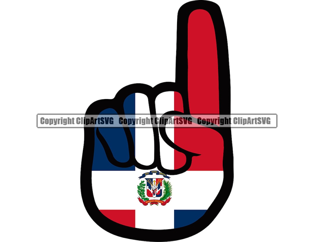 Dominican Republic Number One Finger Flag Country World Nation Map Sign ...