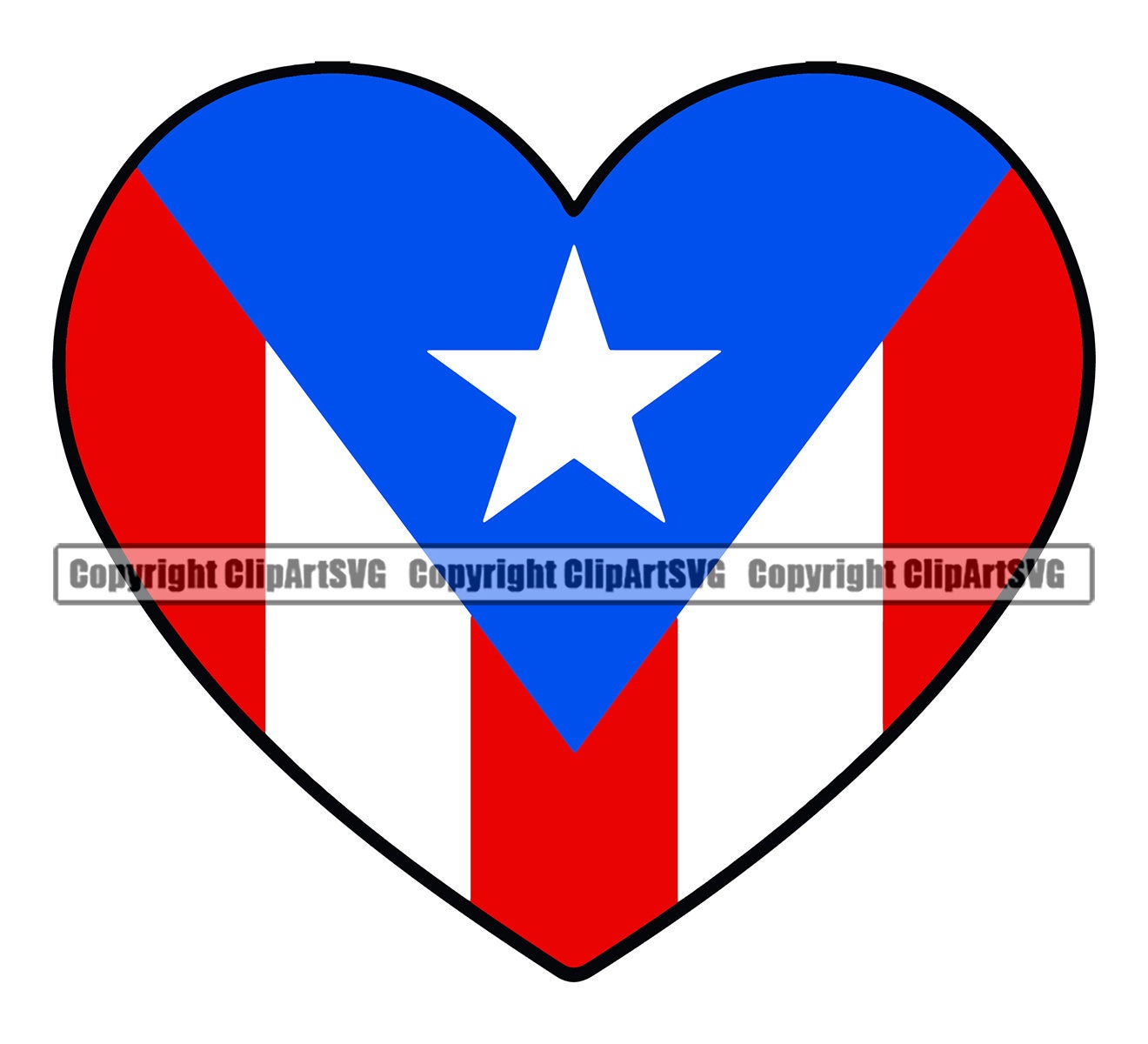 Puerto Rico Rican Heart Love Flag Country World Nation Map | Etsy