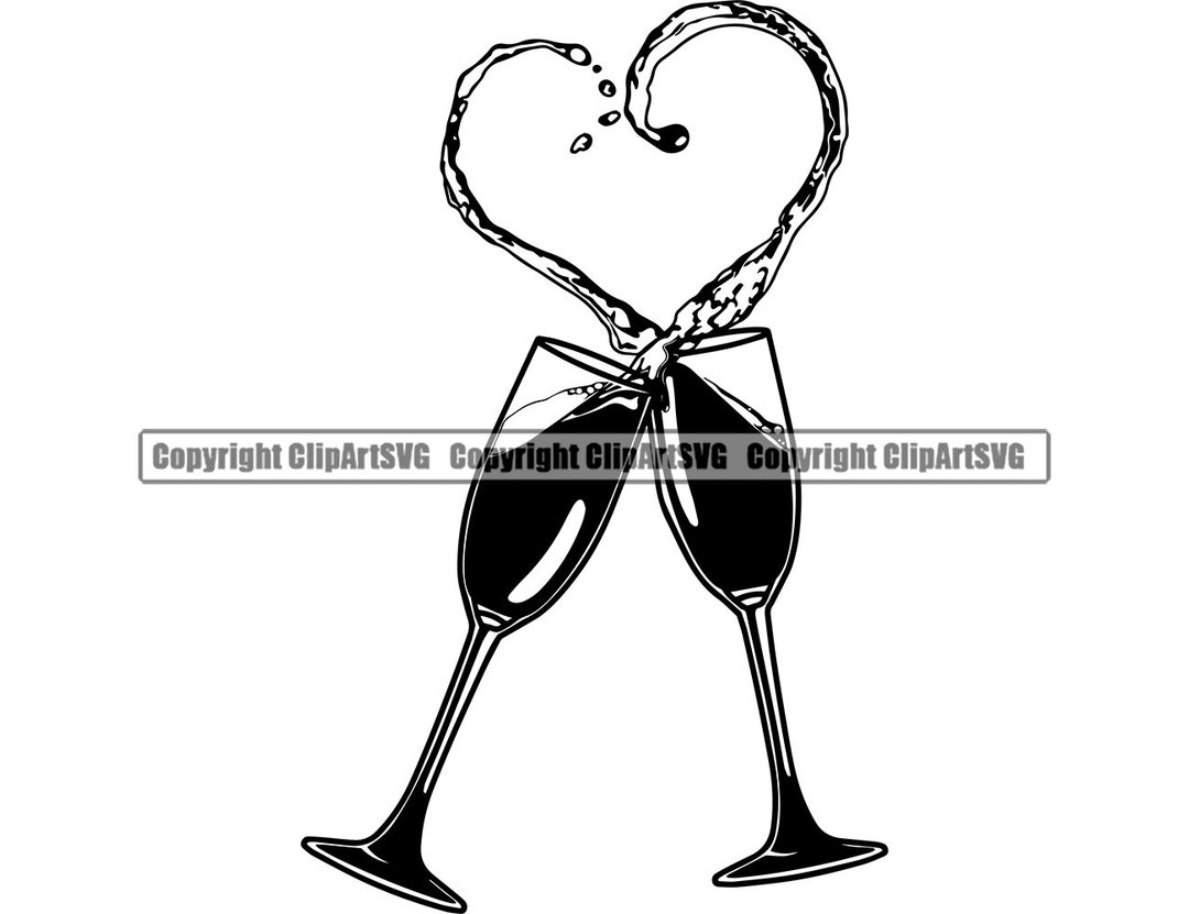 Wine Glass Cheers Toast Heart Splash Love Bottle Food Alcohol Drink ...