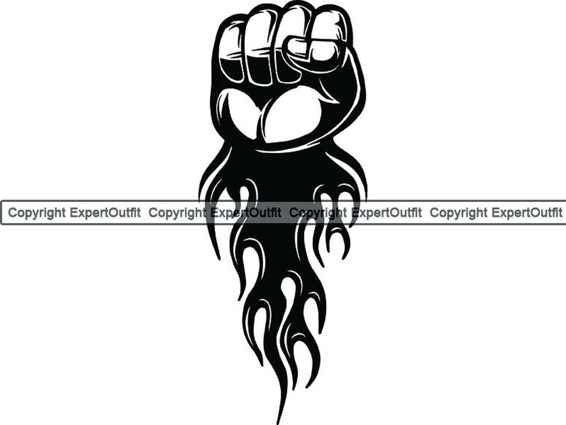 Clenched Fist Hand Element Fire Raised Flaming Burning - Etsy