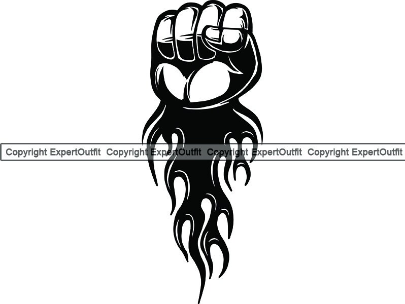 Clenched Fist Hand Element Fire Raised Flaming Burning - Etsy