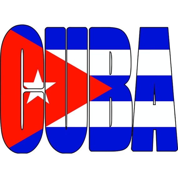 Cuba Text Flag Cuban Caribbean Island Havana Country World | Etsy