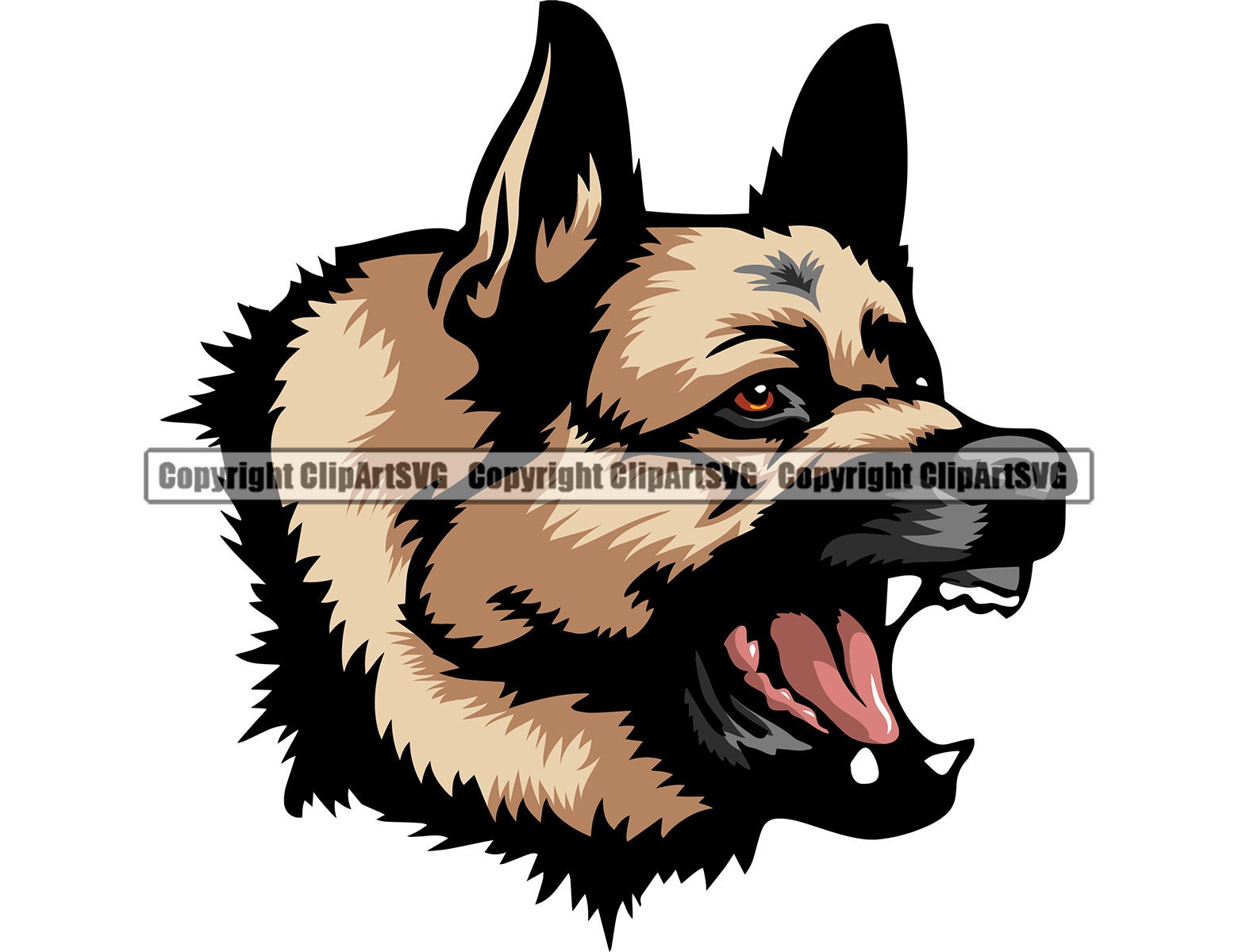 German Shepherd #143 Growling Attack Dog Breed K-9 Pet Police Cop Dog ...