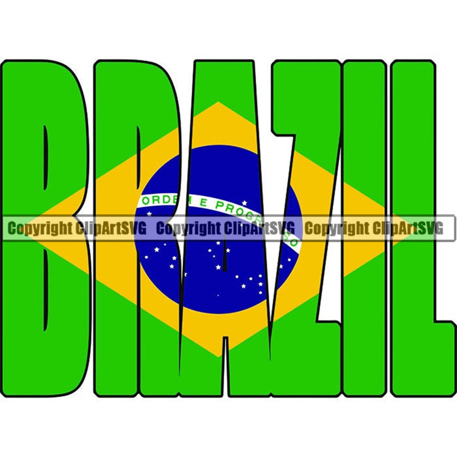 Brazil Text Flag Brazilian South America Country World National Nation ...