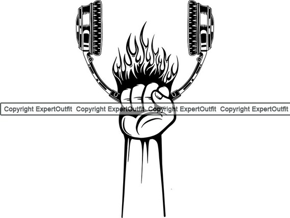 Hand Holding Headphones Flaming Fire Hot Flames Music Sound Dj - Etsy