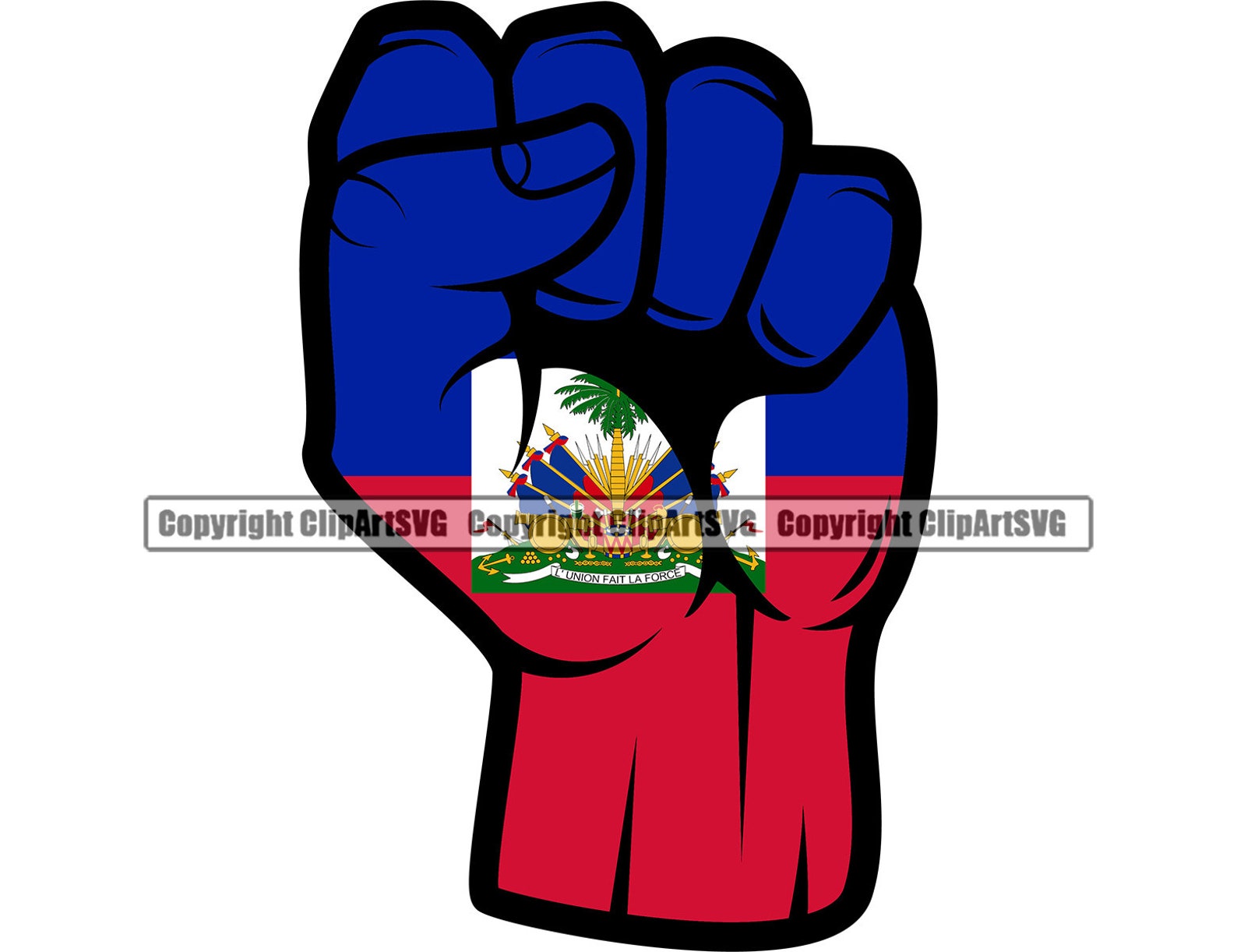 Haiti Haitian Hand Raised Fist Power Unity Flag Born From Country World ...