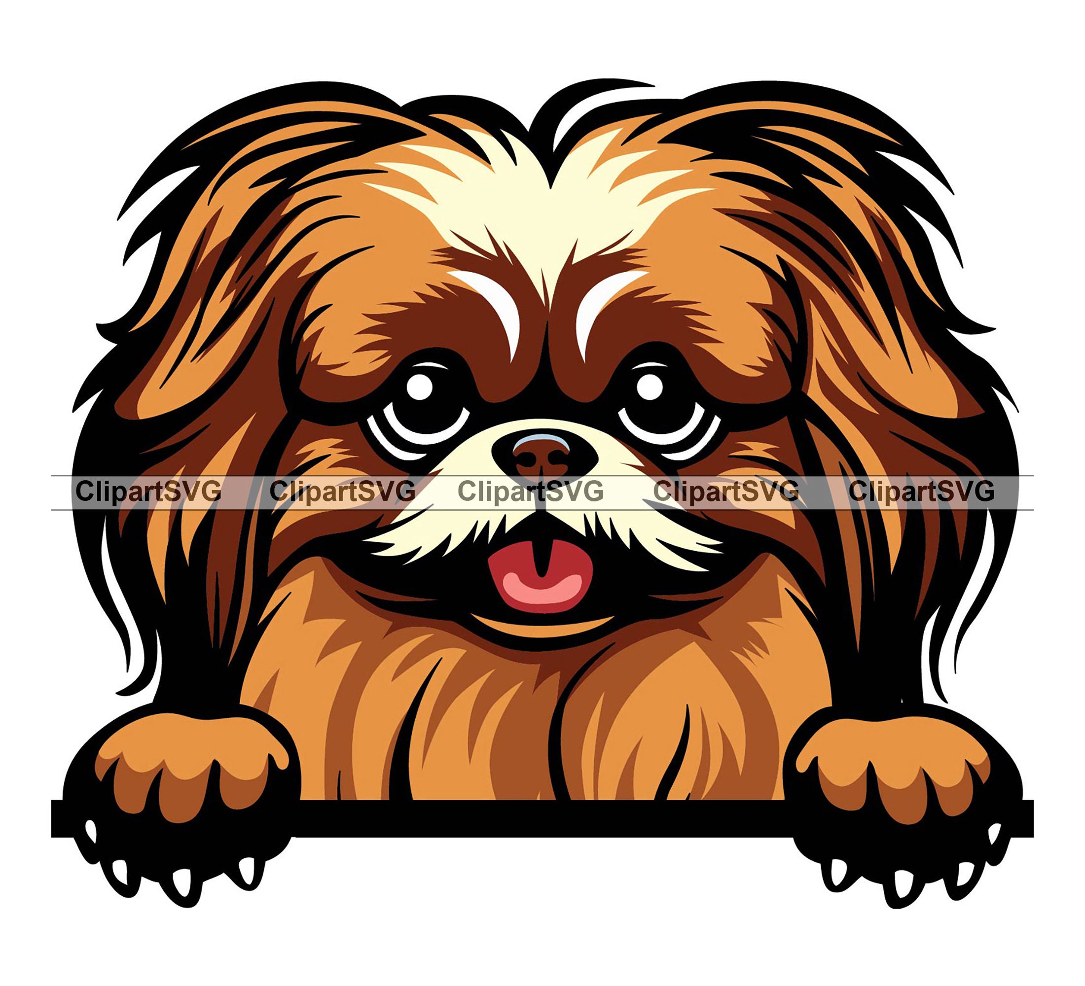 Pekingese Smiling Peeking Dog Cute Puppy Head Canine Pet Breed Animal ...