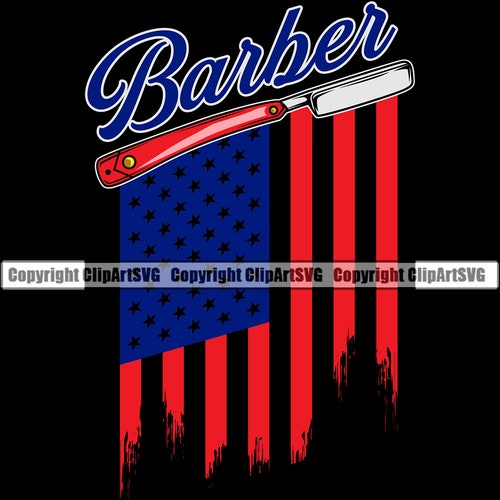 Barber Razor Blade USA Flag Barbershop Salon Pole Haircut Hair - Etsy