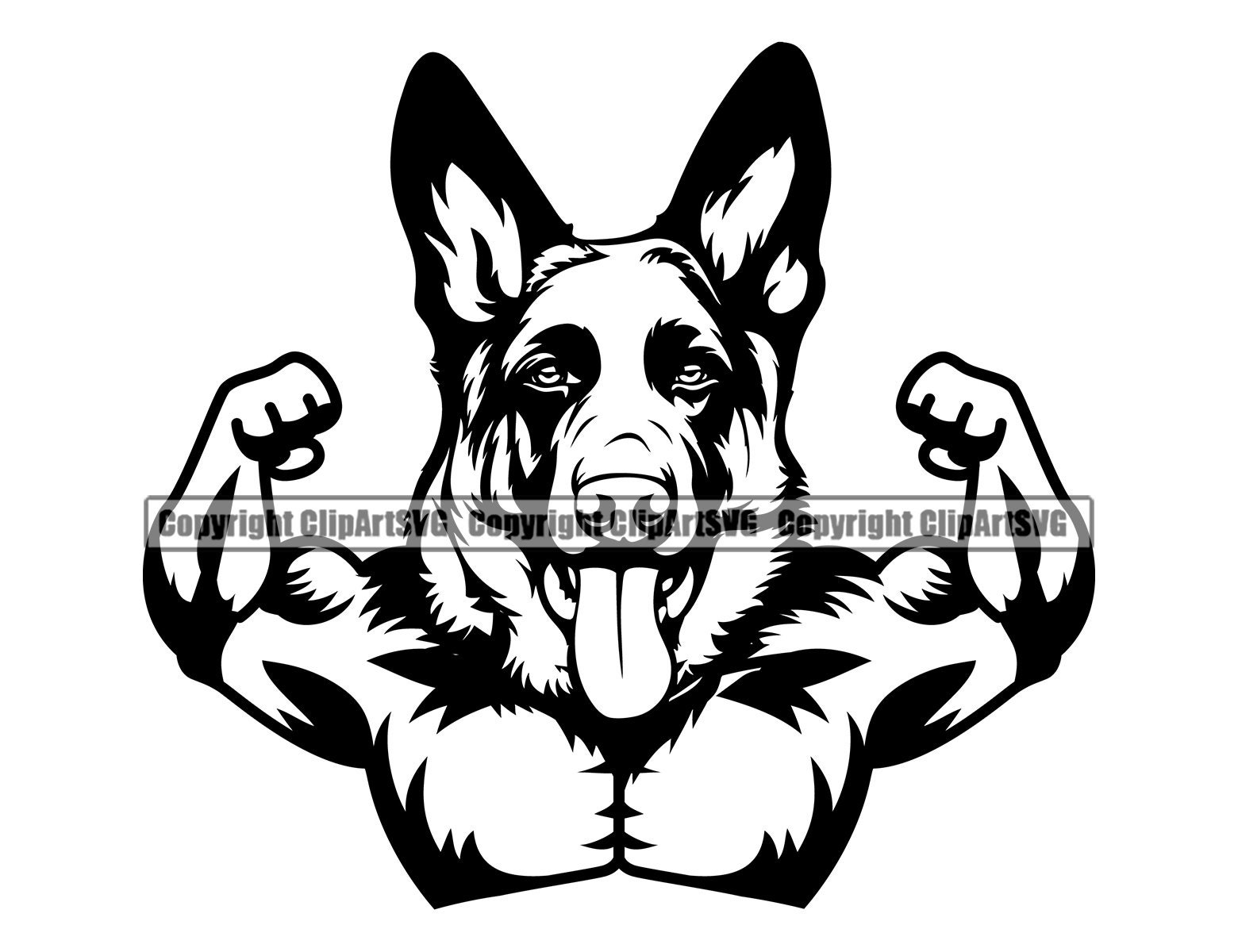 German Shepherd Flex Flexing Bicep Muscles Dog Breed K9 Pet - Etsy