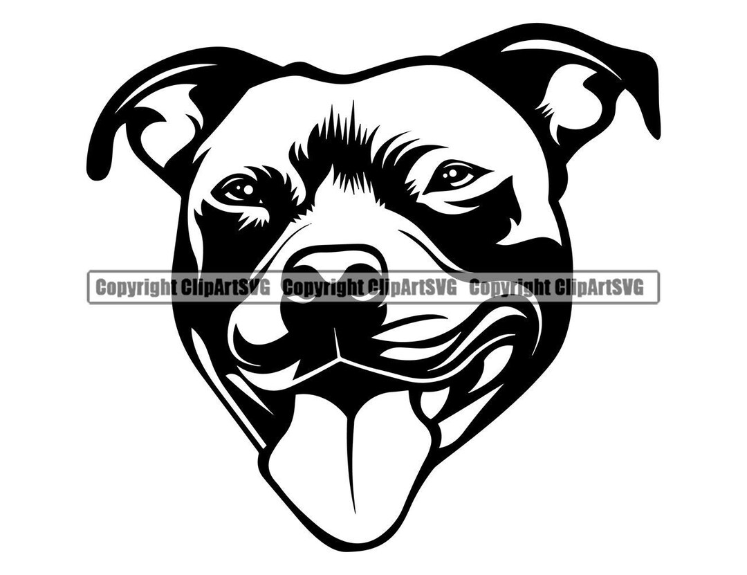 American Pit Bull Dog Happy Breed Smiling Terrier Head Paw Puppy Pet ...