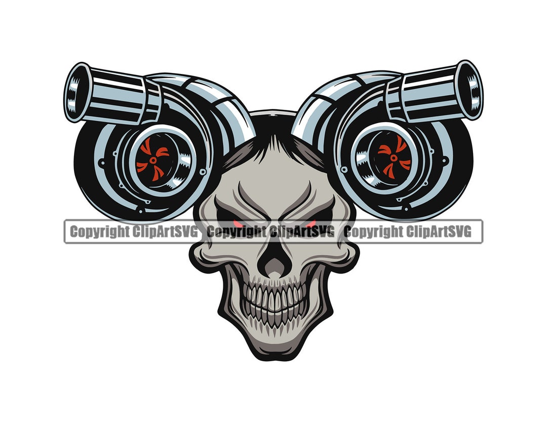 Chrome Skull Turbo Charger Engine Piston Motorcycle Car Repair Shop ...
