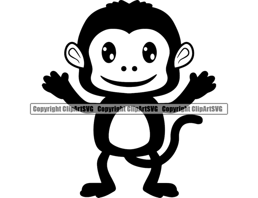 Cute Cartoon Monkey Mascot School Team Head Sport Game Gorilla Ape Sign ...