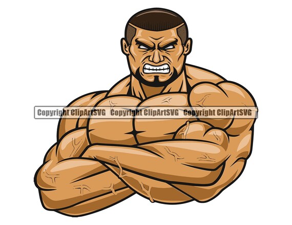 Strong Man Flexing Cartoon